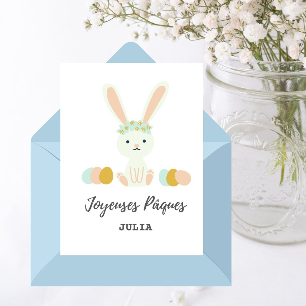 Carte lapin Joyeuses Pâques - Les papiers de Zoé